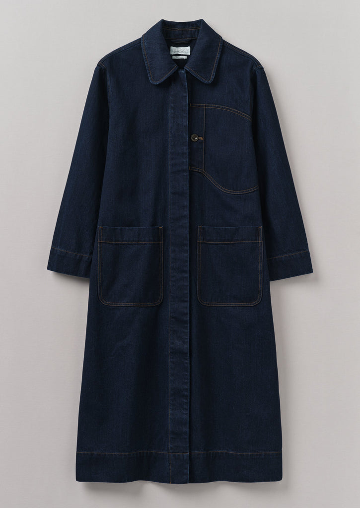 Patch Pocket Japanese Denim Coat | Indigo | TOAST