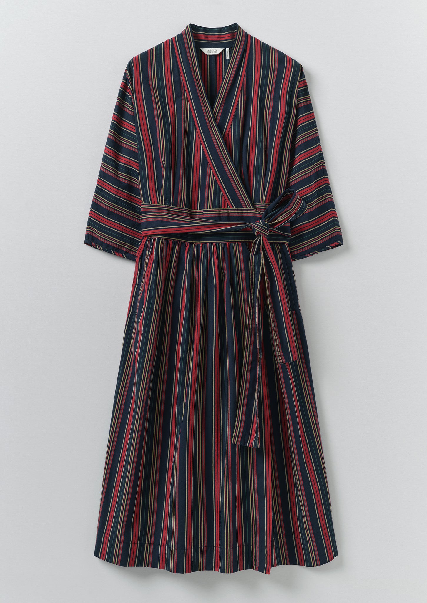 Pantry Stripe Cotton Wrap Dress | Provence Blue | TOAST