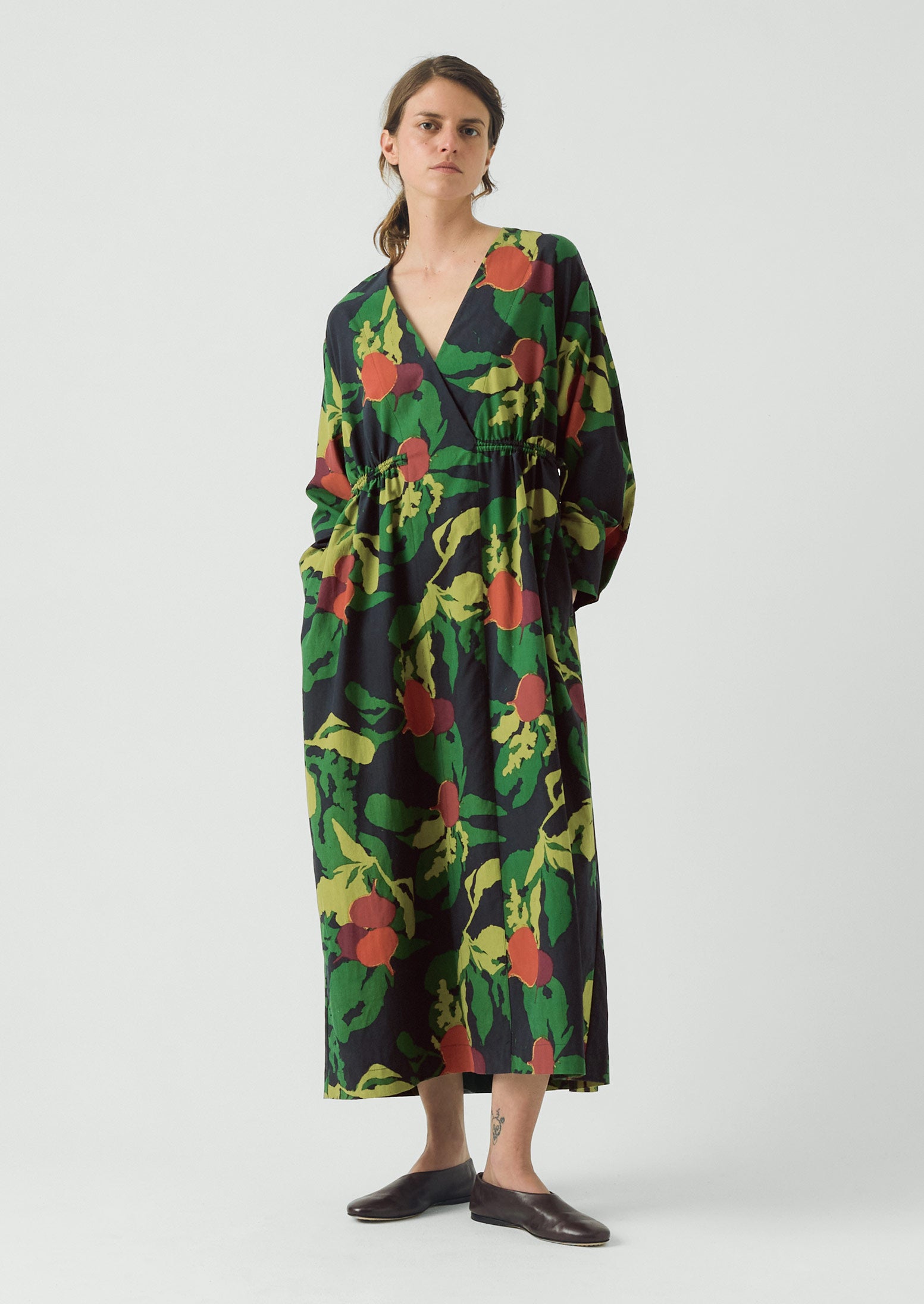 Produce Print Silk Cotton Dress | Slate | TOAST