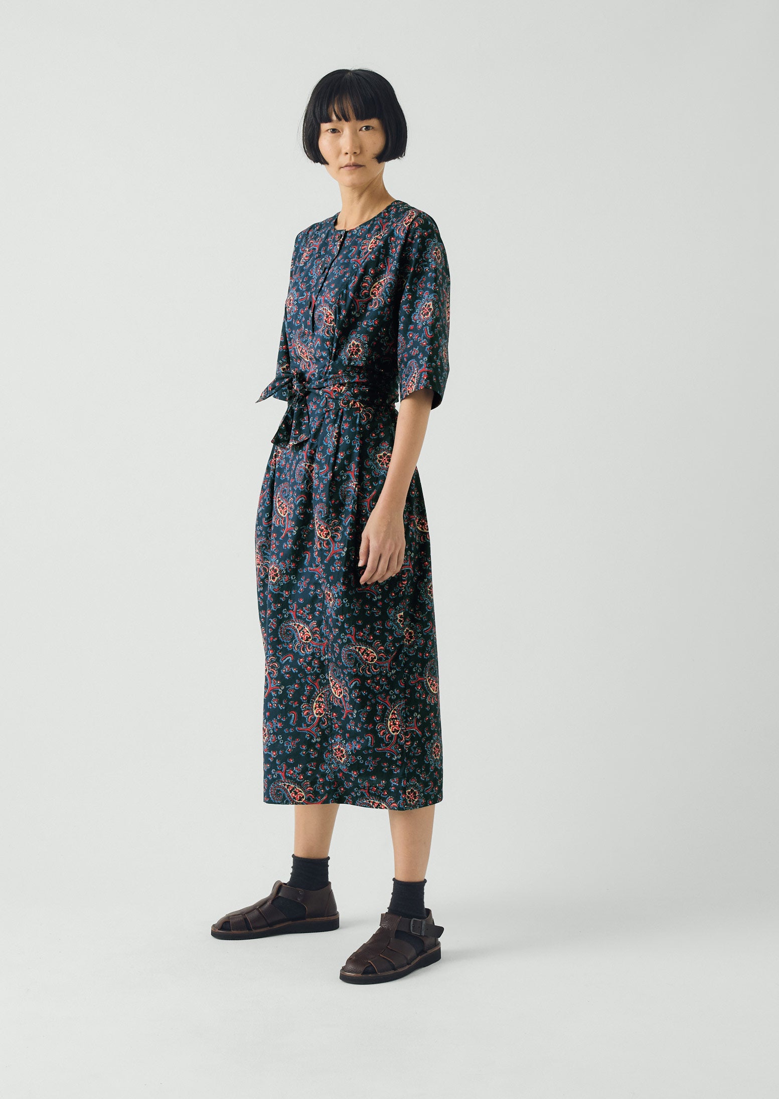 Provencal Paisley Print Cotton Poplin Dress | Provencal Blue | TOAST