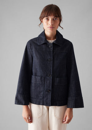 Wide Sleeve Organic Indigo Denim Jacket | Indigo | TOAST