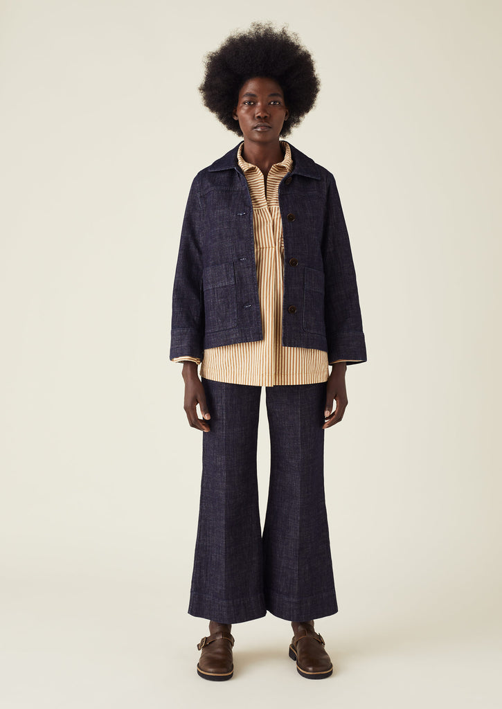 Wide Sleeve Organic Indigo Denim Jacket | Indigo | TOAST
