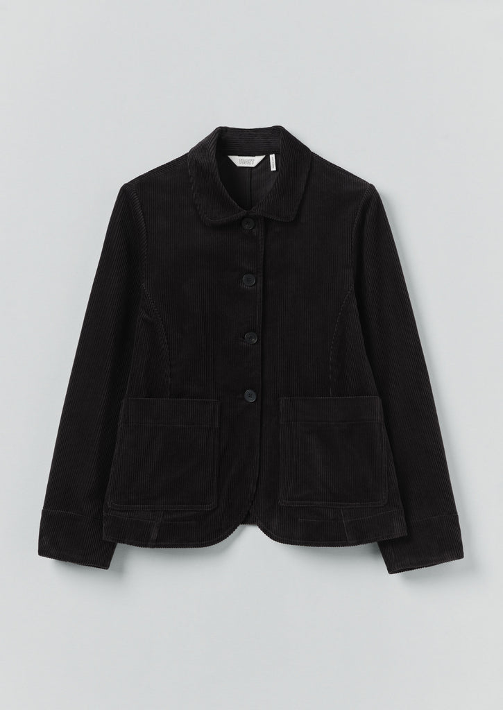 Round Collar Organic Cord Jacket | Anthracite | TOAST