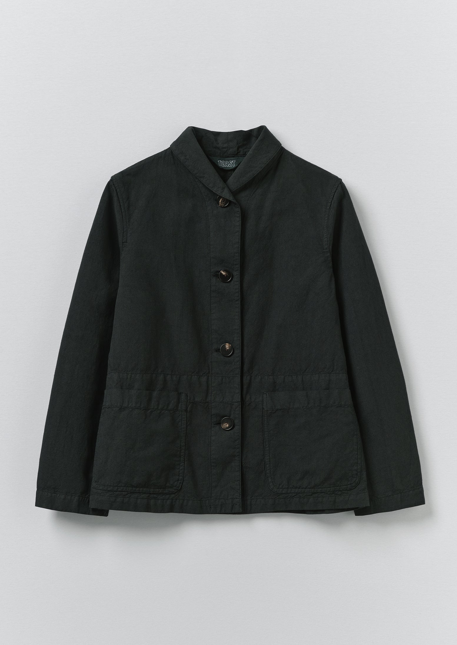 Hal Micro Houndstooth Cotton Linen Workwear Jacket | Oil Green | TOAST