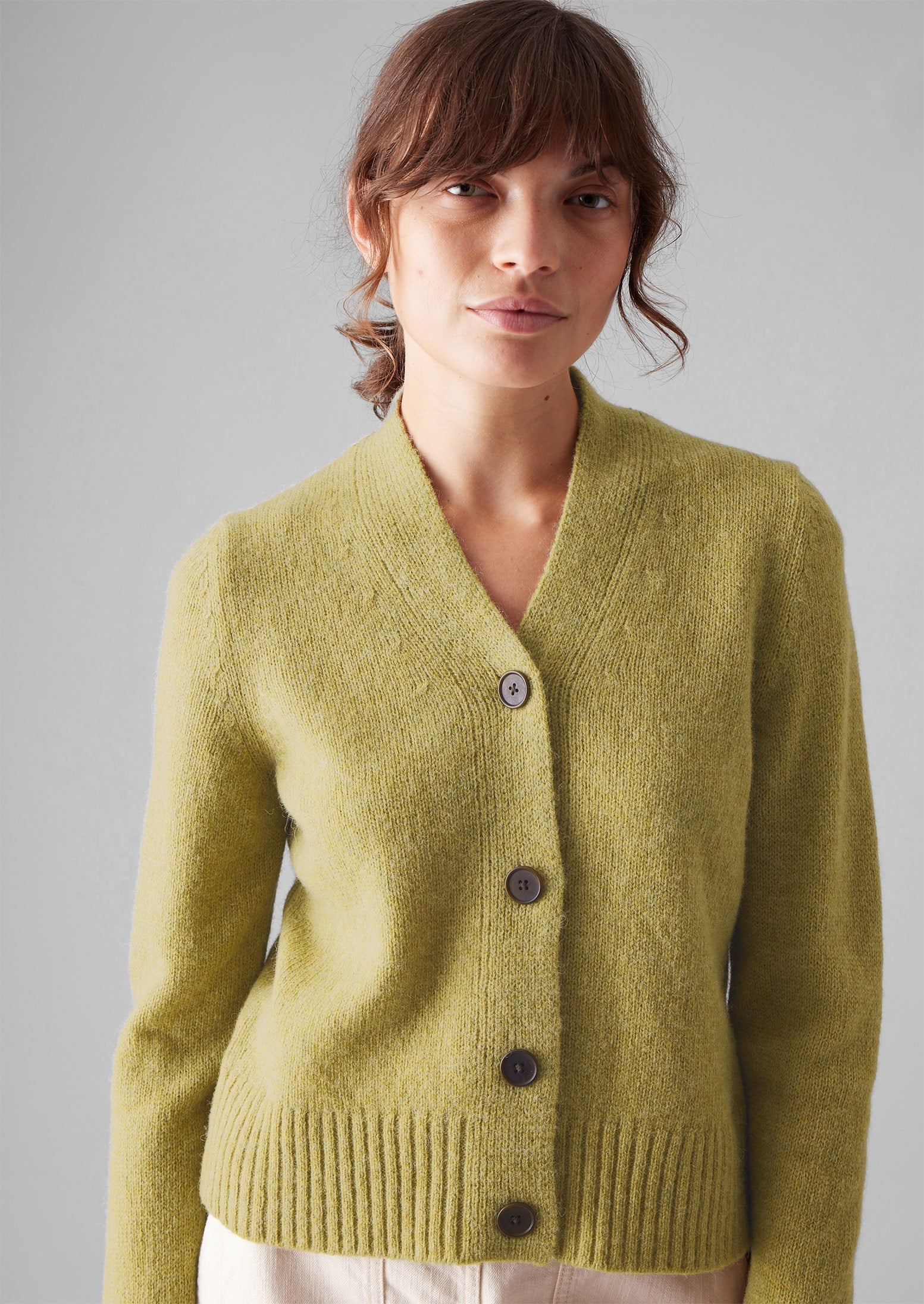 Kaia V-Neck Wool Cardigan | Verbena | TOAST