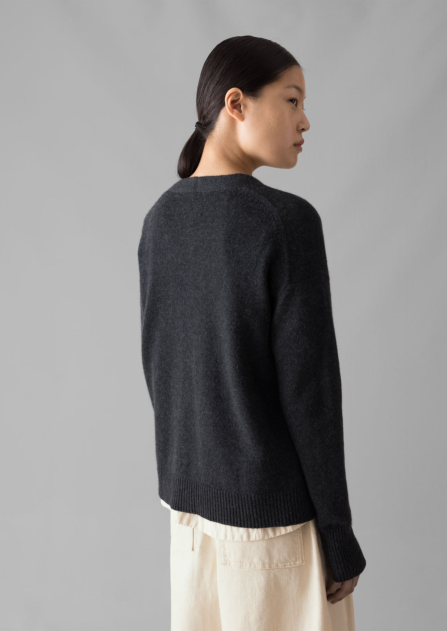Ffion Wool Cashmere Boxy Cardigan | Charcoal | TOAST