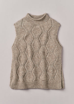 Cotton Alpaca Reverse Cable Tank Biscuit TOAST