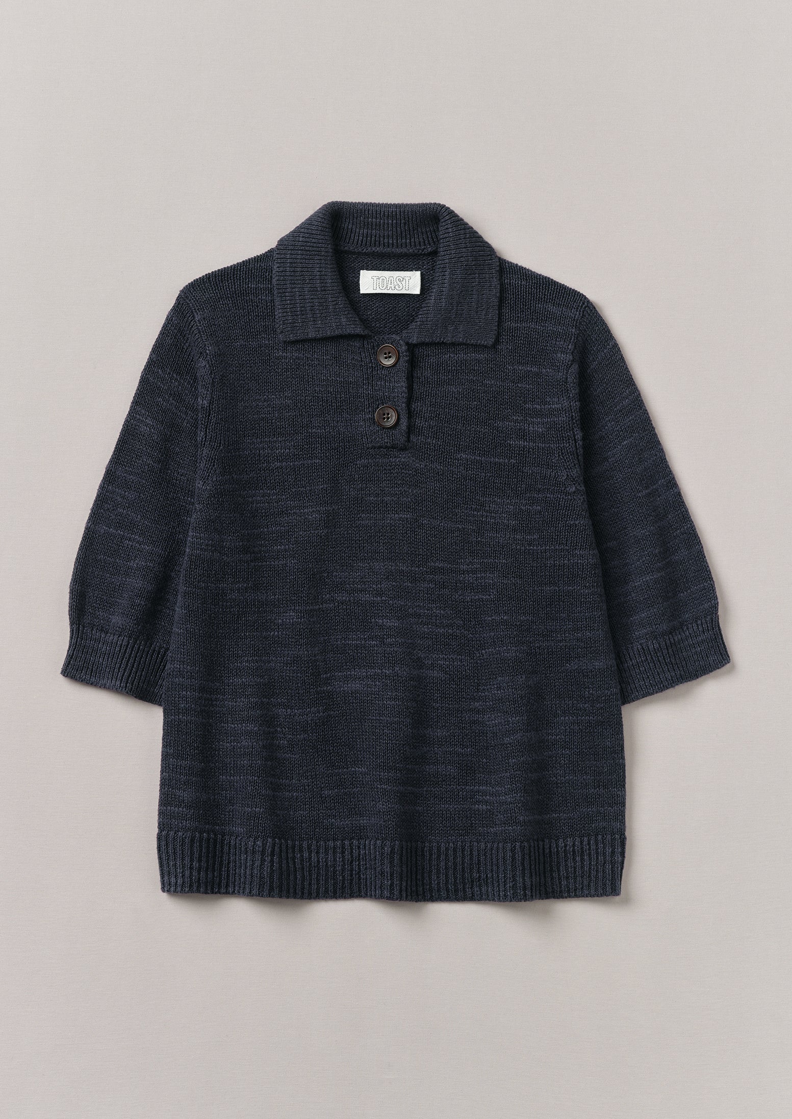 Linen Cotton Slub Knitted Top | Dark Navy | TOAST