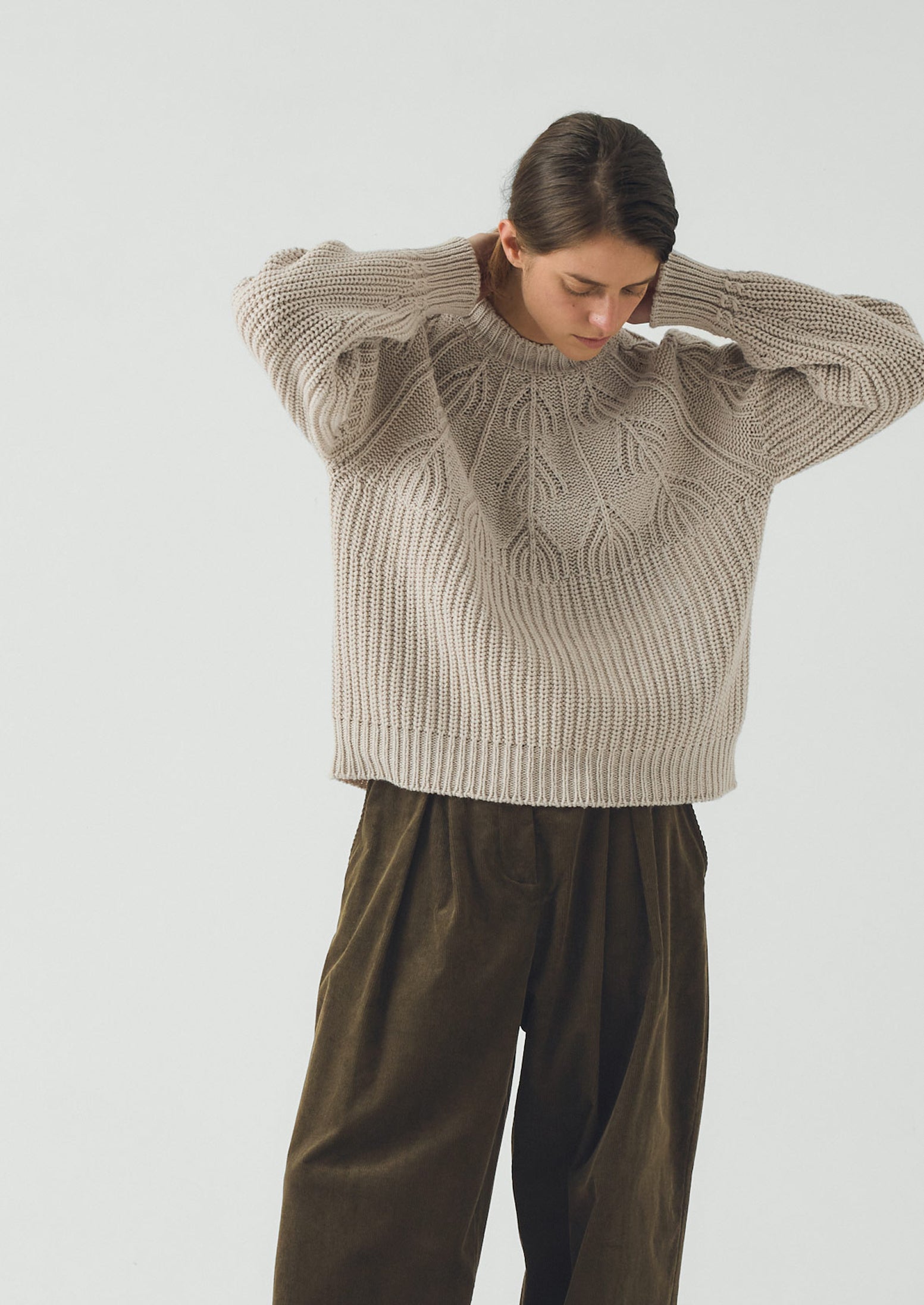 Fan Stitch Wool Cotton Sweater | Ivory | TOAST