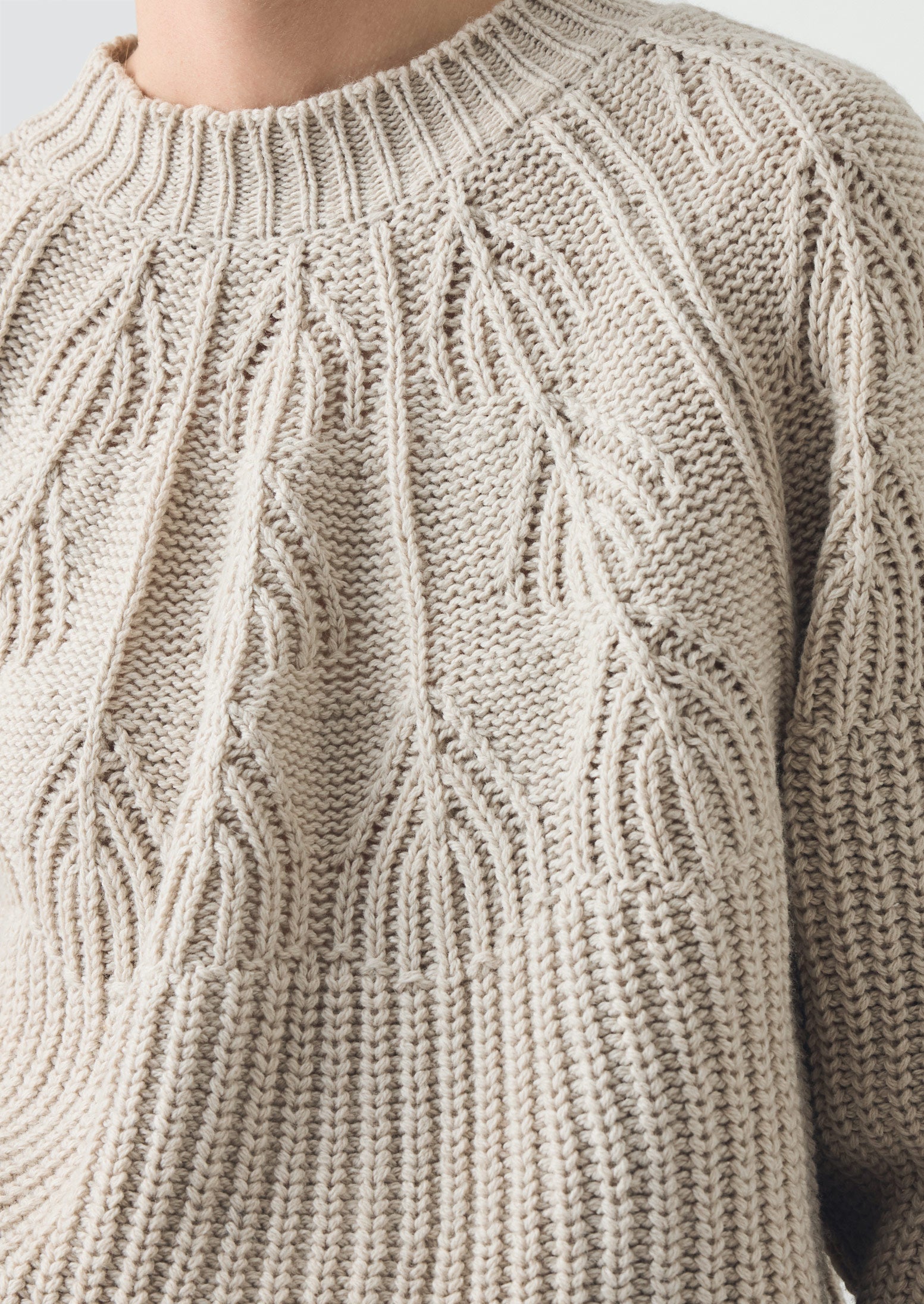 Fan Stitch Wool Cotton Sweater | Ivory | TOAST