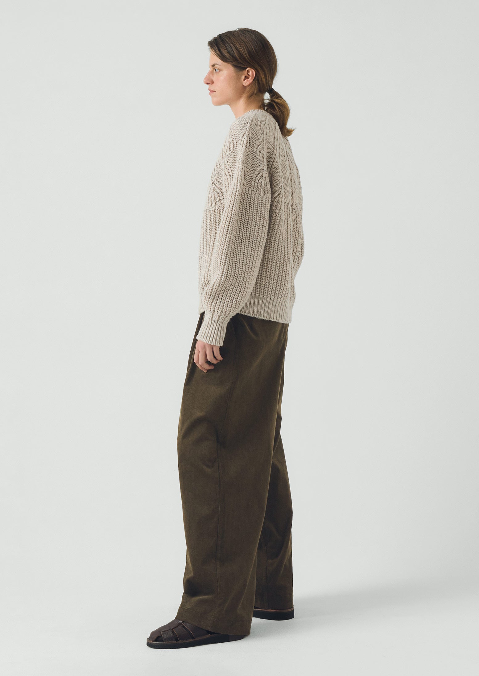 Fan Stitch Wool Cotton Sweater | Ivory | TOAST