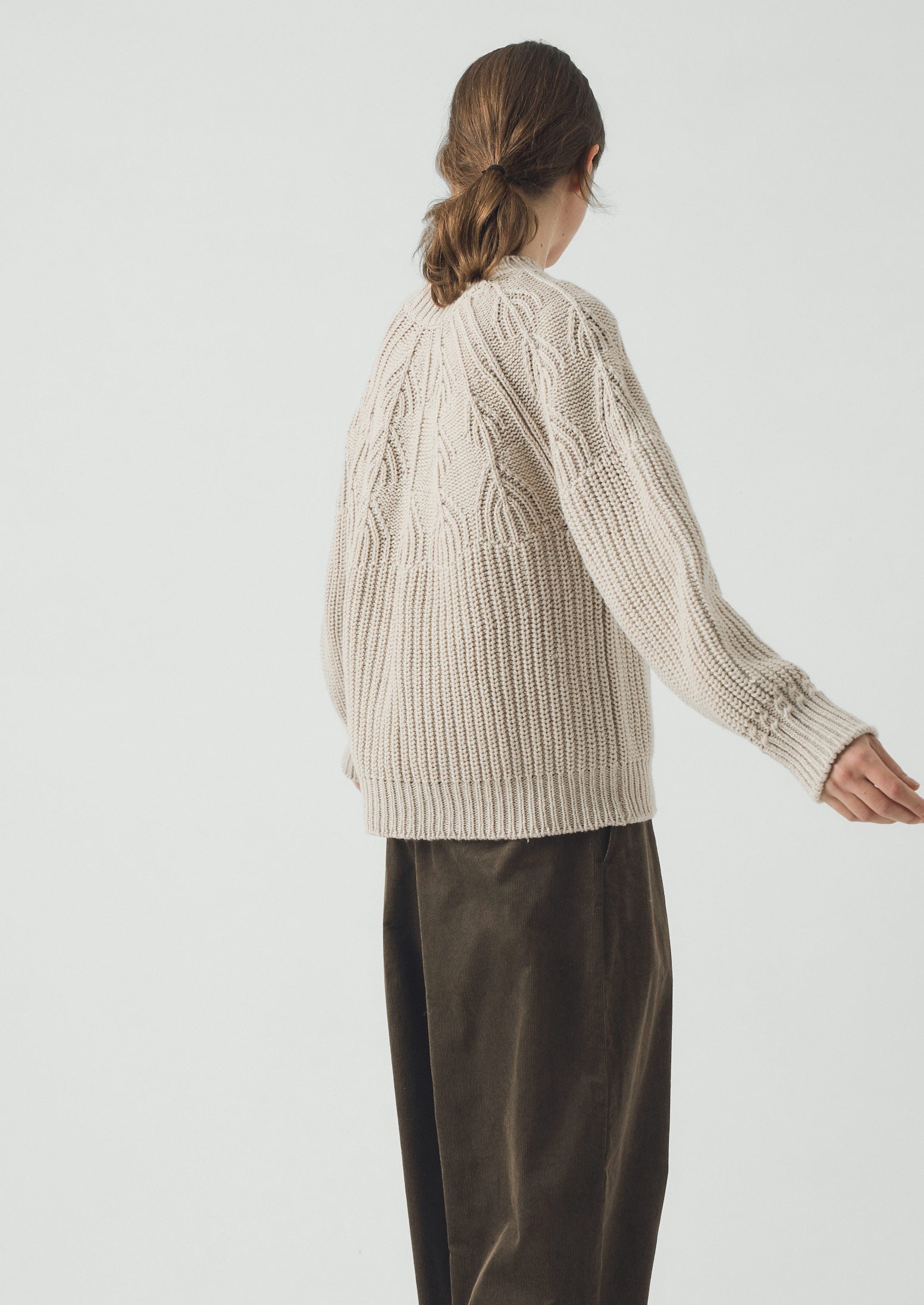 Fan Stitch Wool Cotton Sweater | Ivory | TOAST