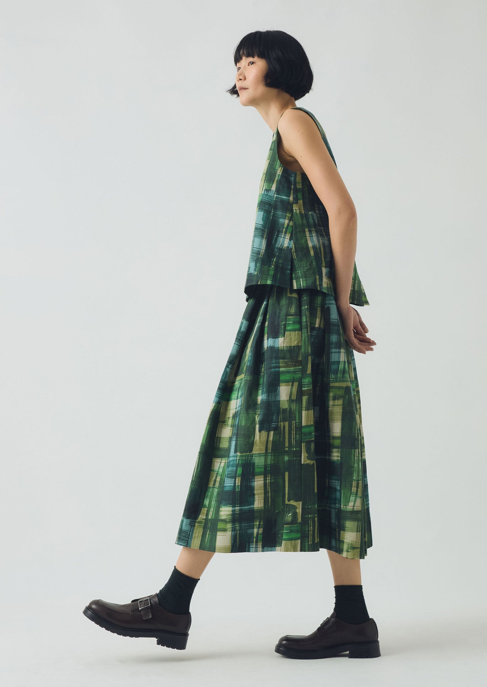 Painted Tweed Cotton Linen Skirt | Clover Green | TOAST