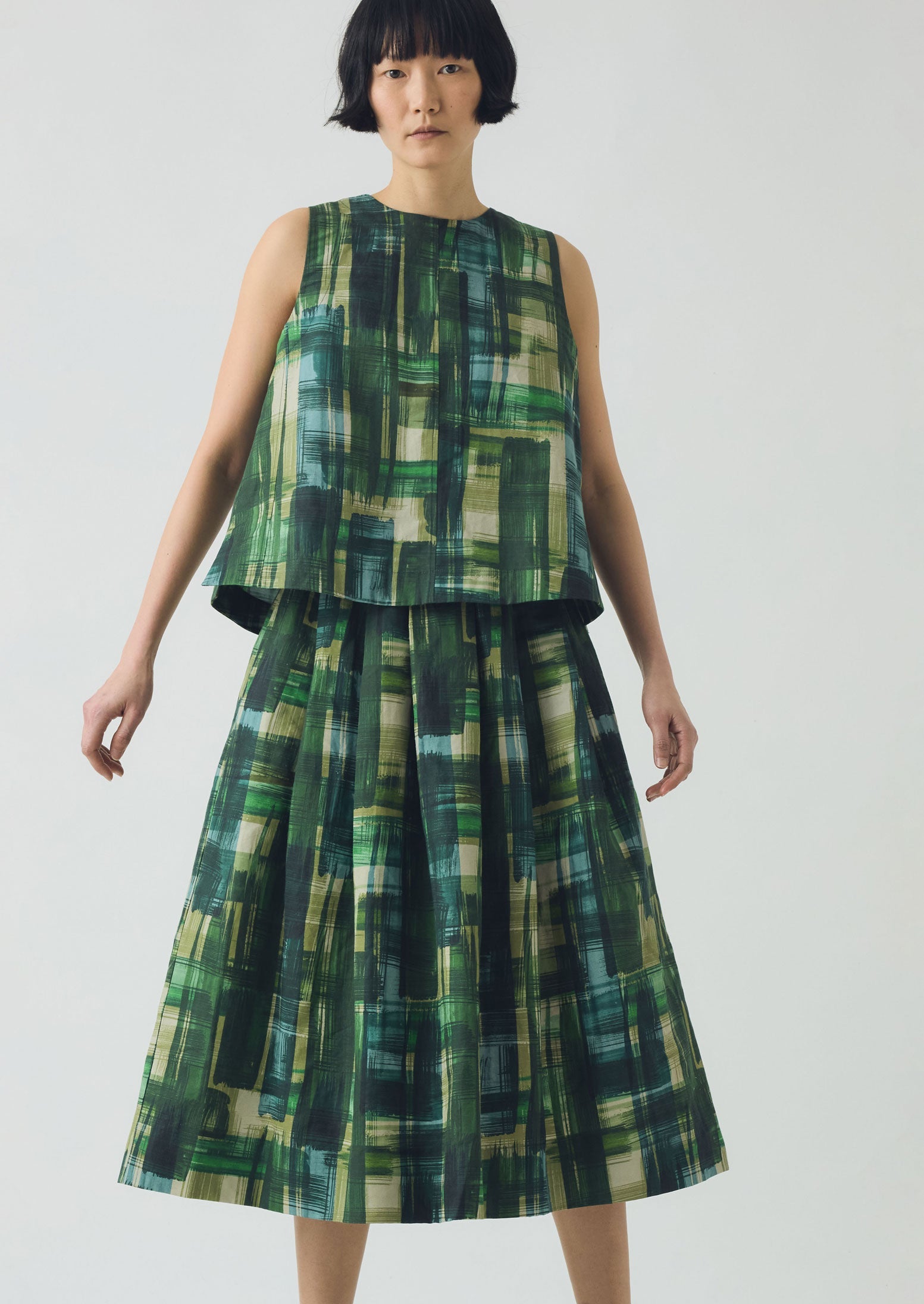 Painted Tweed Cotton Linen Skirt | Clover Green | TOAST