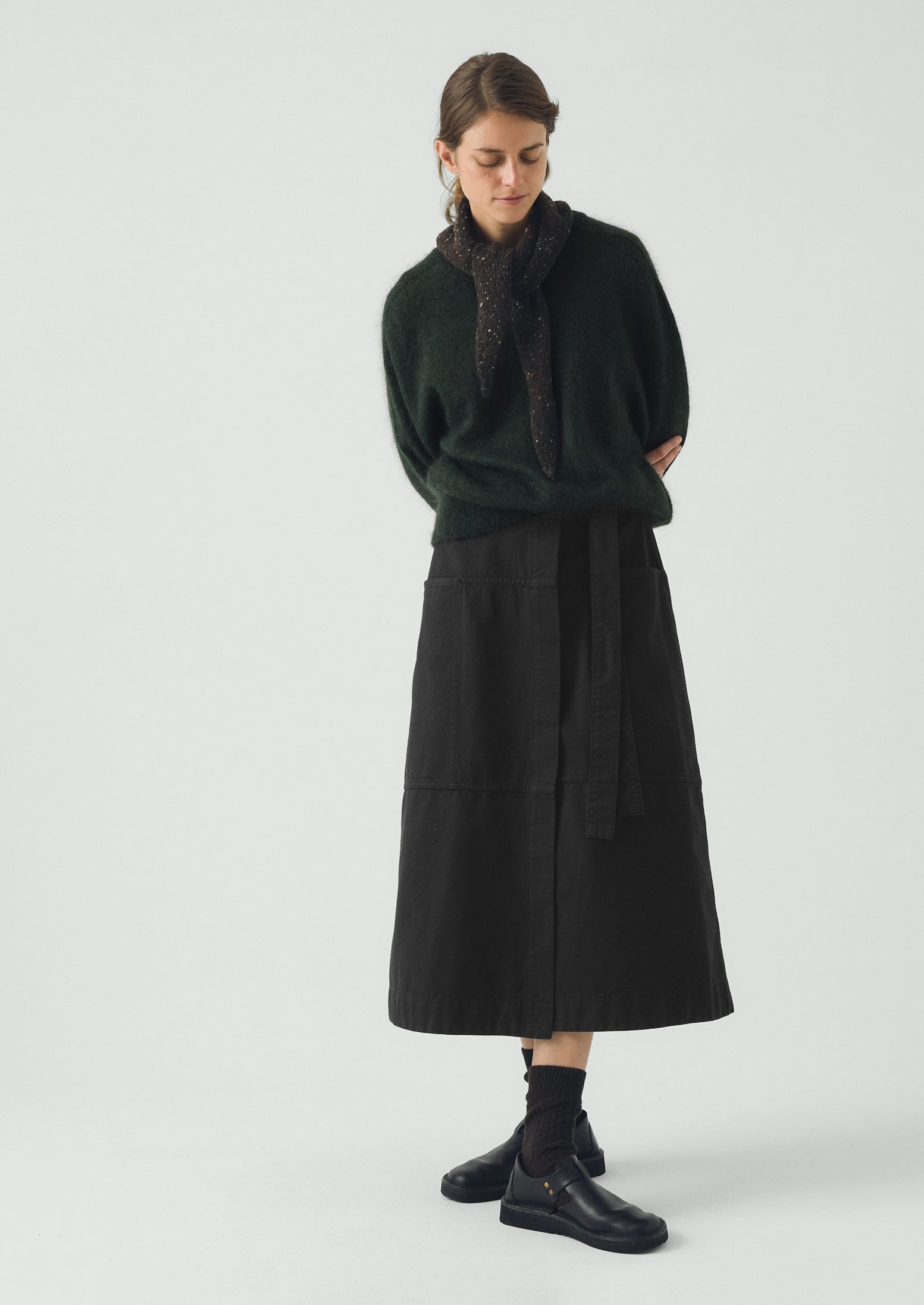 Apron Wrap Cotton Canvas Skirt | Slate | TOAST