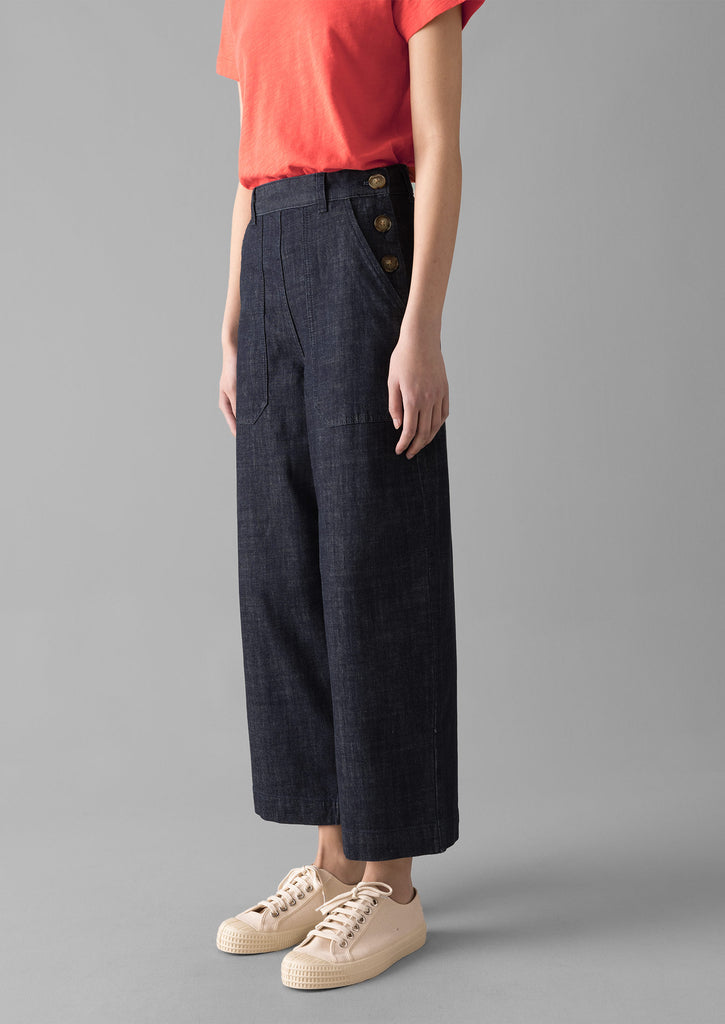 Annie Organic Denim Side Button Jeans | Indigo | TOAST