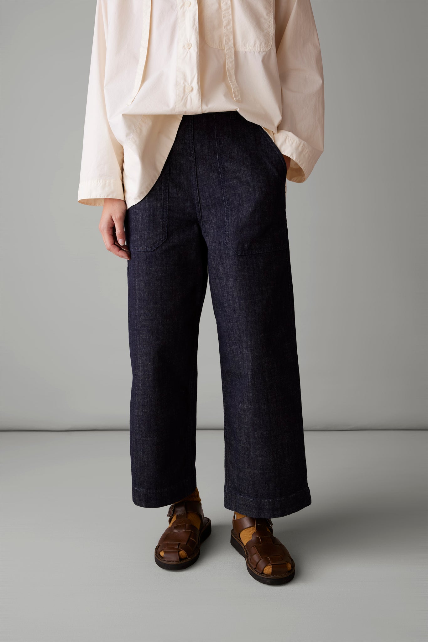 Annie Organic Denim Side Button Jeans | Indigo | TOAST