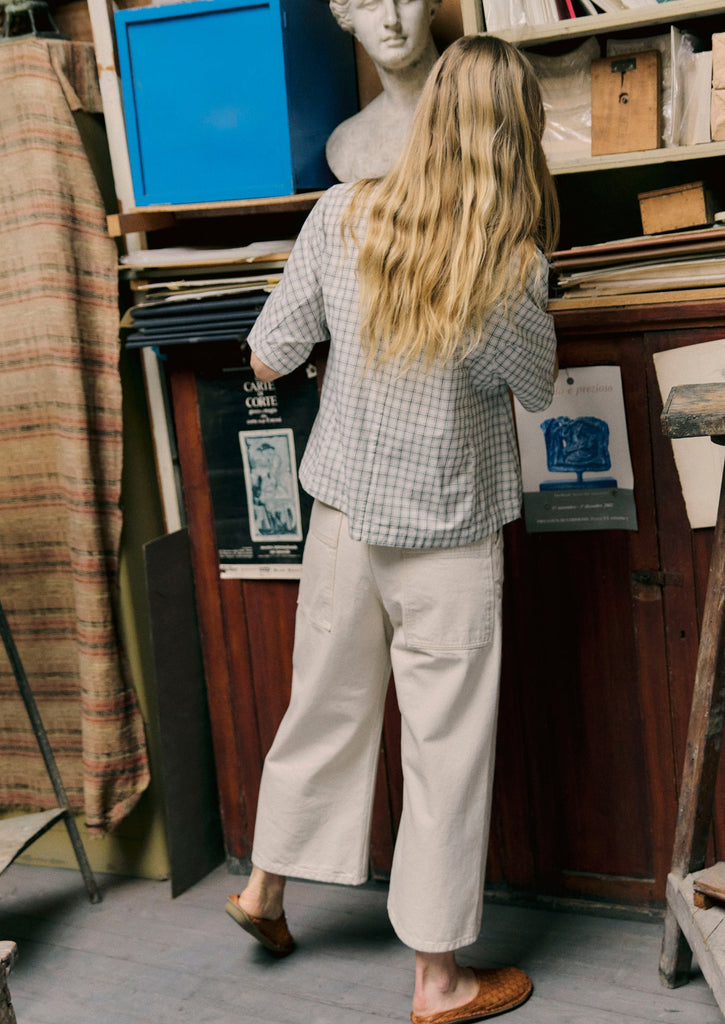 Relaxed Wide Leg Denim Trousers | Ecru | TOAST