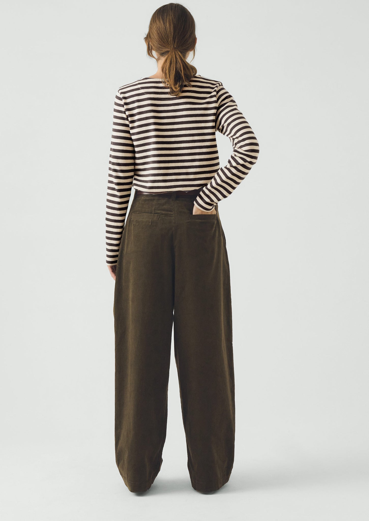 Organic Cord Box Pleat Trousers | Tent Green | TOAST