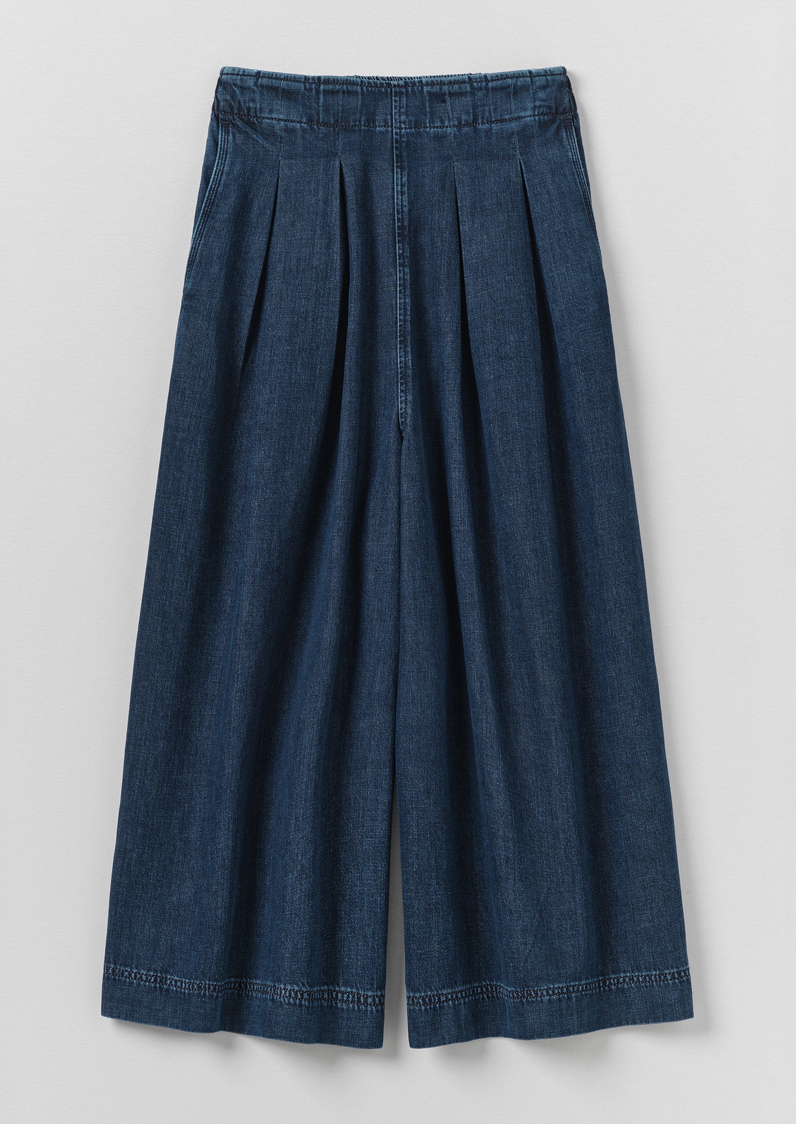 Indigo Denim Pull On Cropped Trousers | Indigo | TOAST