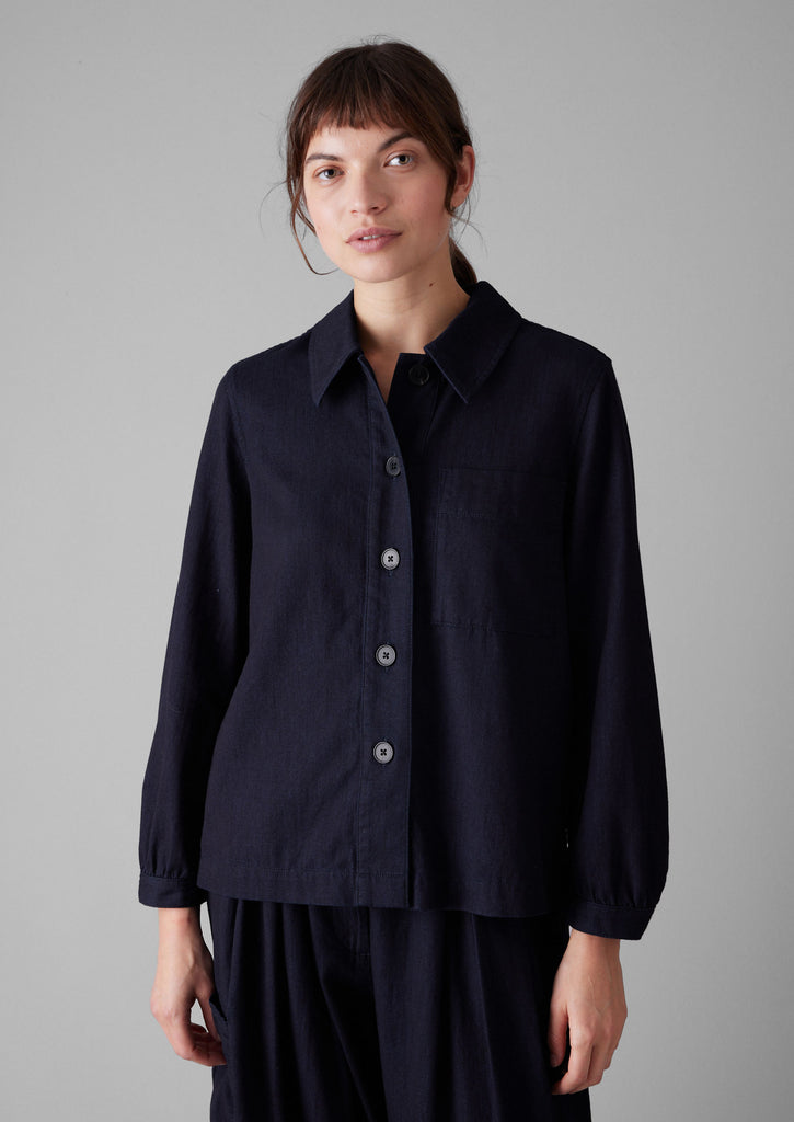Baya Indigo Cotton Twill Shirt | Indigo | TOAST
