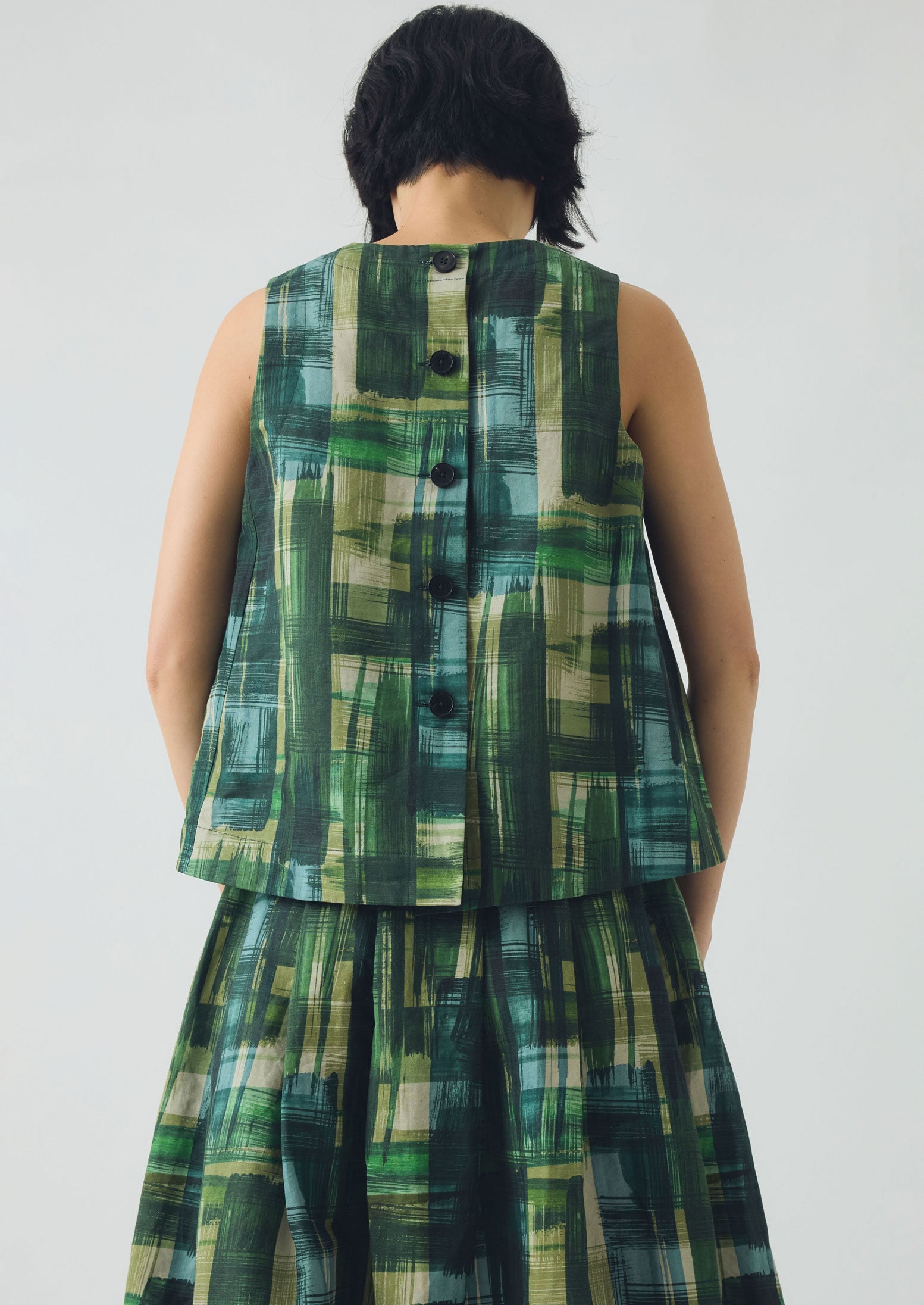 Painted Tweed Cotton Linen Top | Clover Green | TOAST