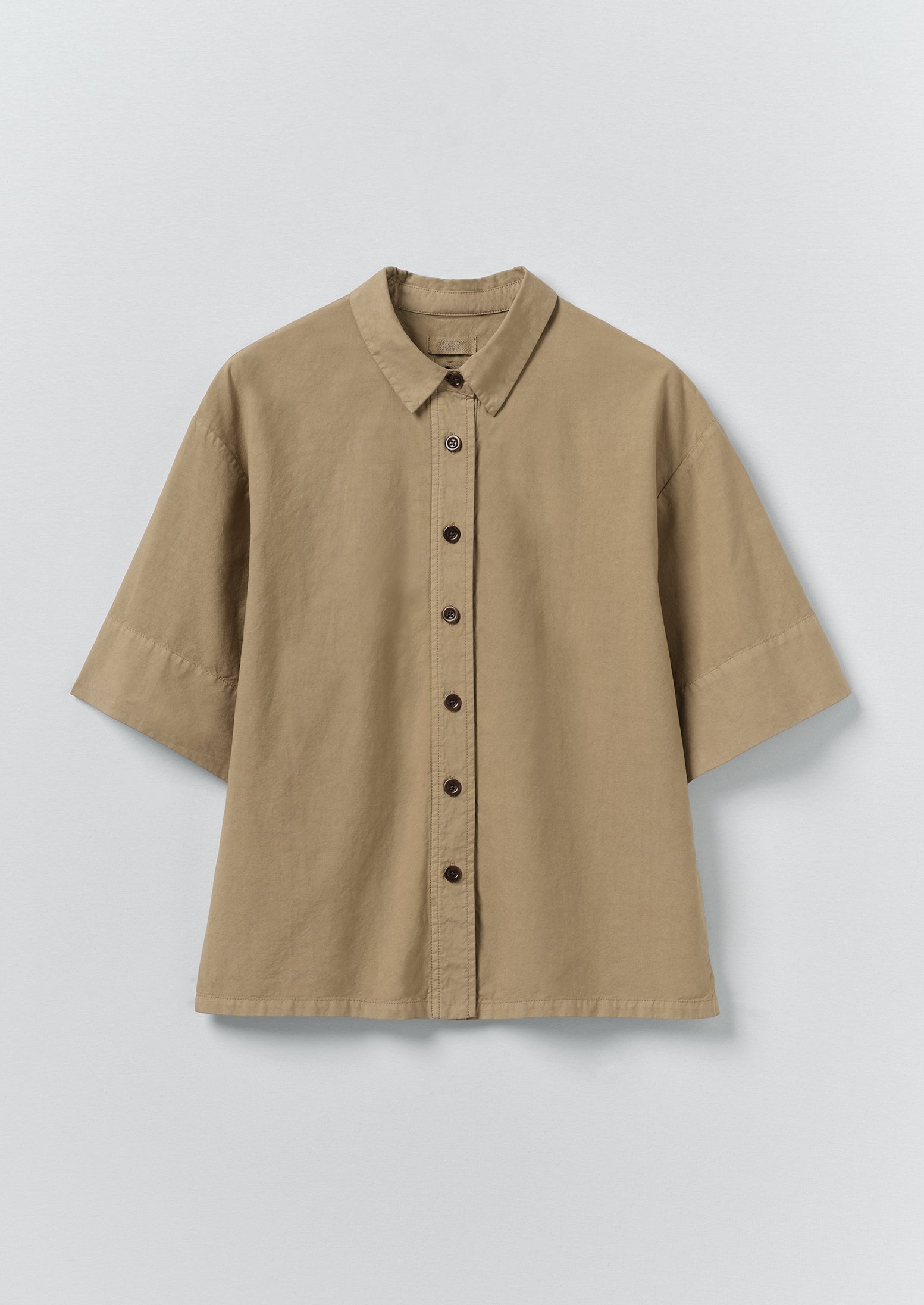 Cotton Linen Poplin Shirt | Ash Brown | TOAST