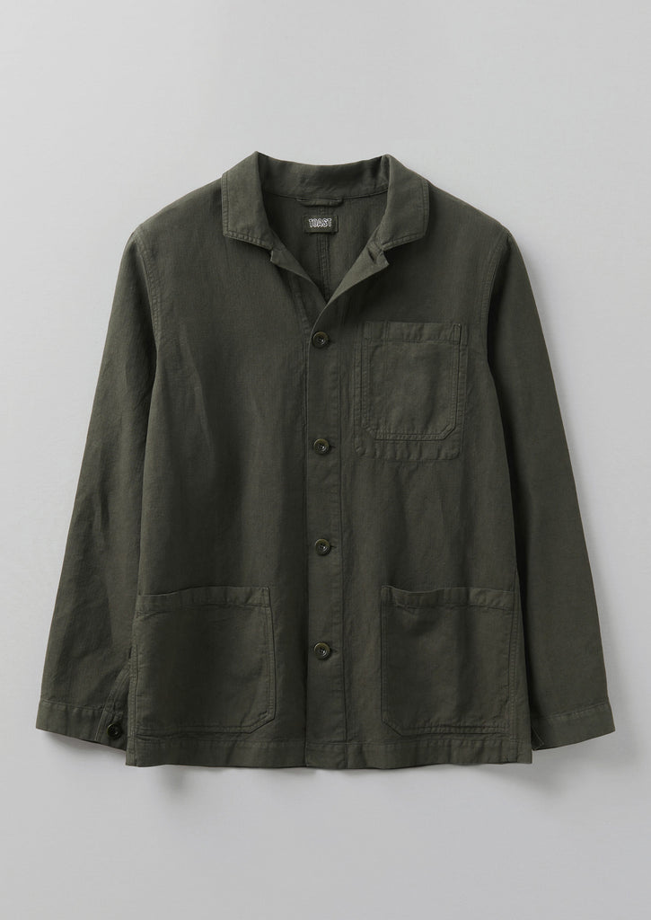 Arlo Garment Dyed Herringbone Jacket | Dark Moss | TOAST