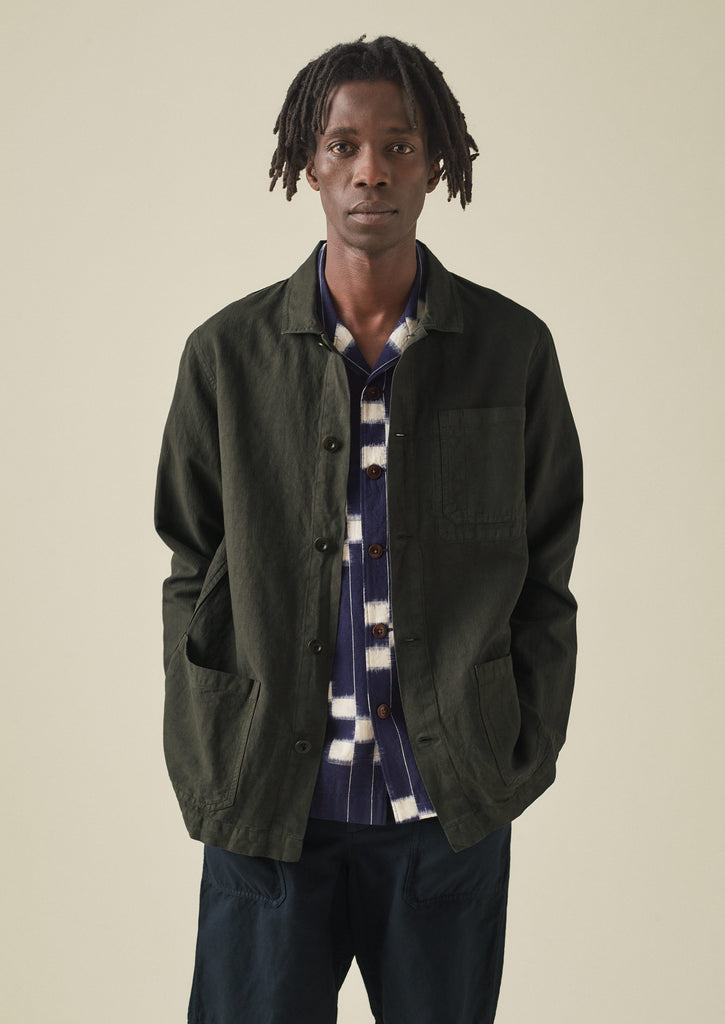 Arlo Garment Dyed Herringbone Jacket | Dark Moss | TOAST