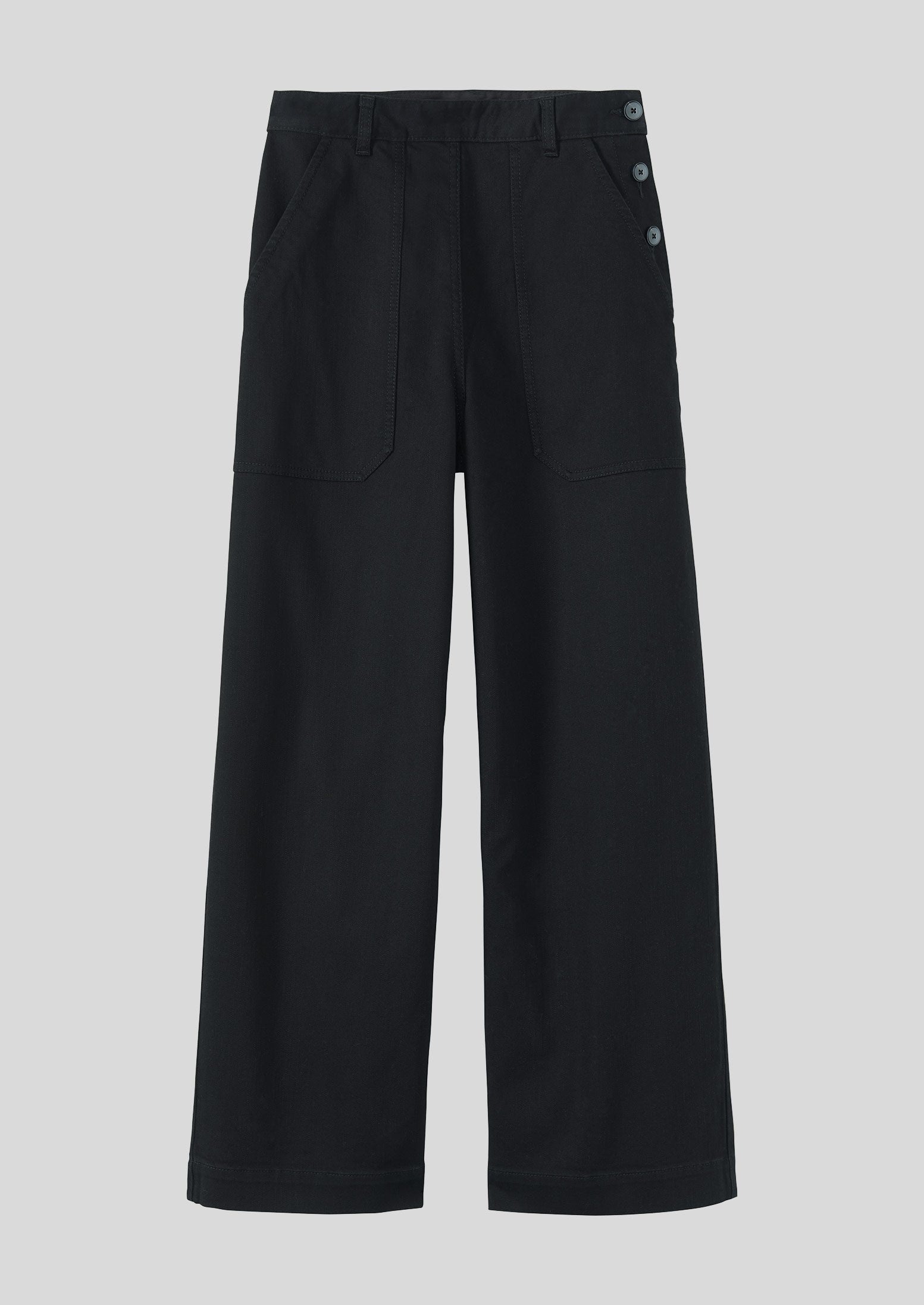 Annie Organic Denim Side Button Jeans | Black | TOAST